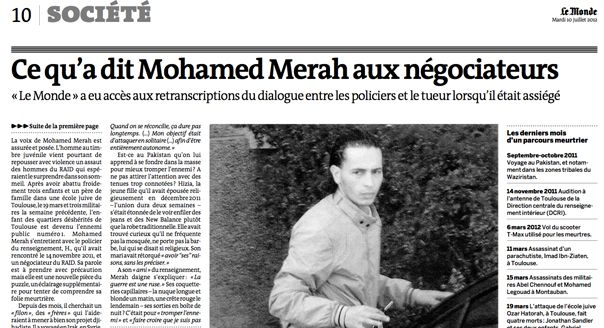 Affaire Merah : "Le Monde" publie de nouveaux extraits de la ...