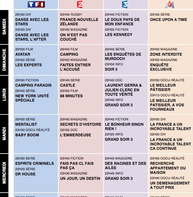 Tous les programmes de la télé du 9 au 15 novembre - Puremédias