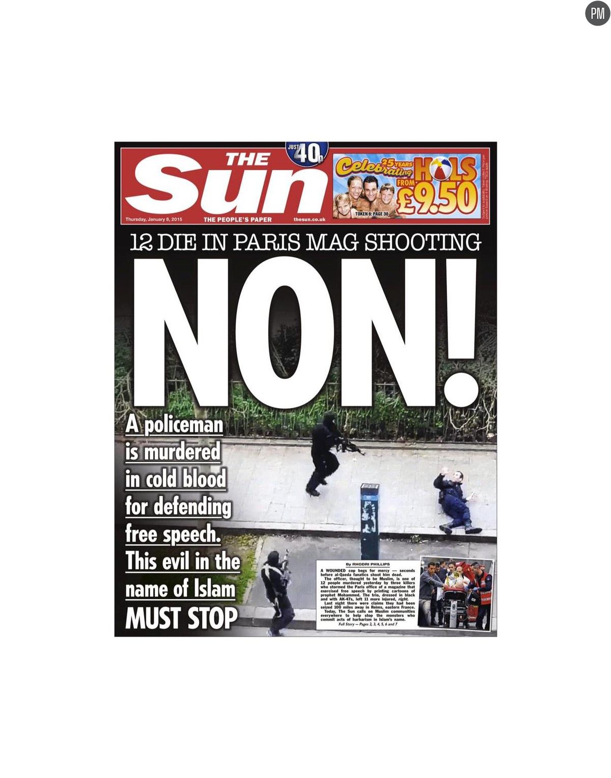 Photo : Une du "Sun", tabloïd anglais - Puremédias