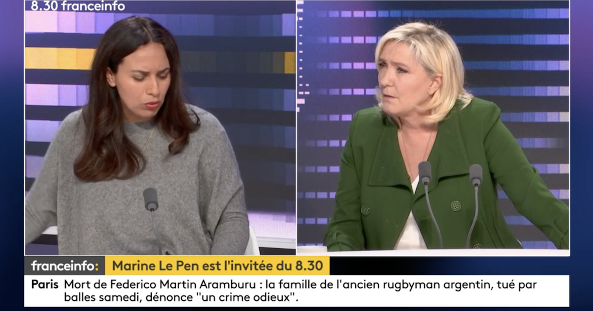 Agacée par une question, Marine Le Pen tacle Salhia Brakhlia sur son salaire sur franceinfo ...
